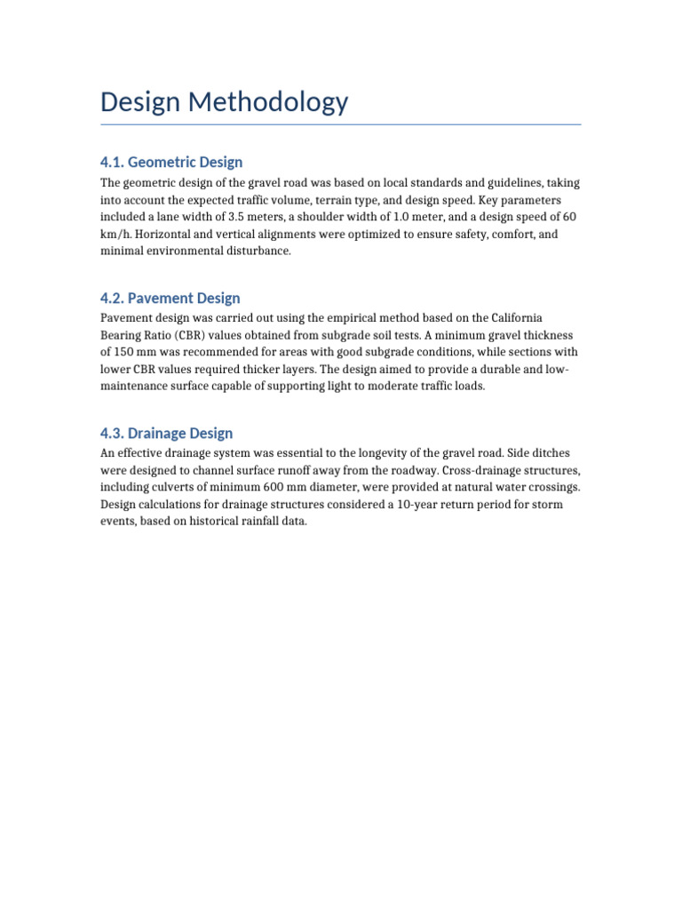 Gravel Road Design Methodology Sample | PDF