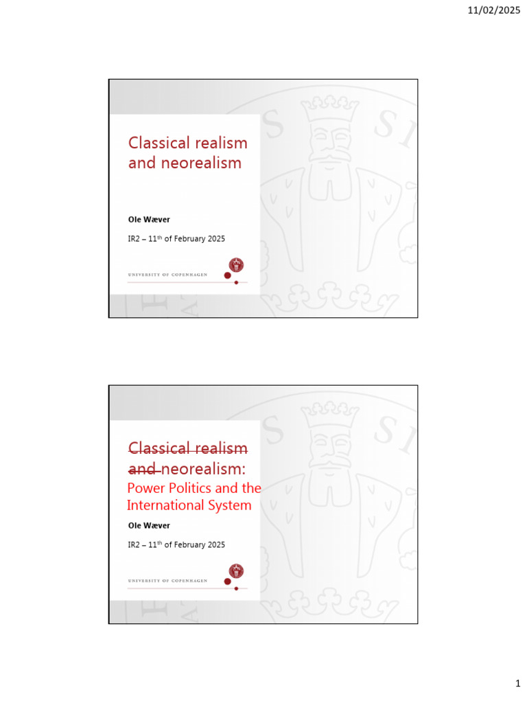 Neorealism 11feb 2025 Ow IR2 | PDF | Polarity (International Relations) | International Relations