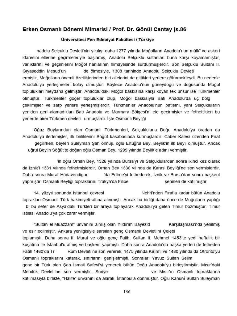 Gönül Cantay Erken Osmanlı Mimarisi Makale Pdf