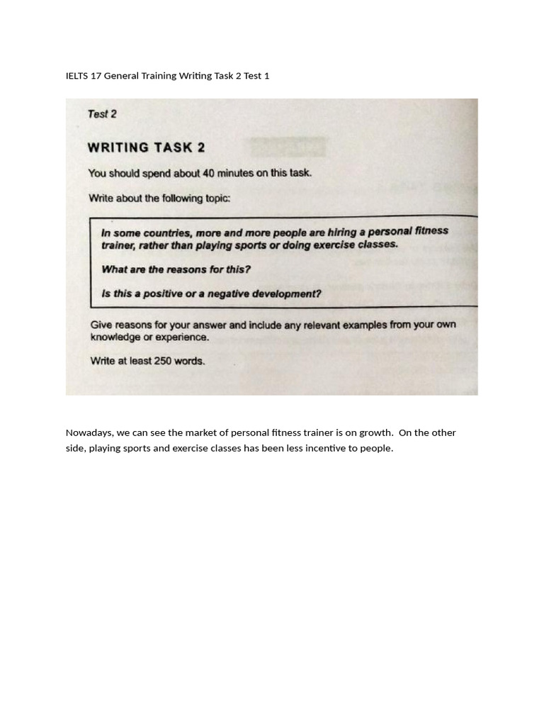IELTS 17 General Training Writing Task 2 Test 1 | PDF