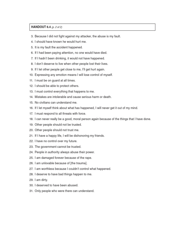 Common Stuck Points in Trauma Recovery | PDF