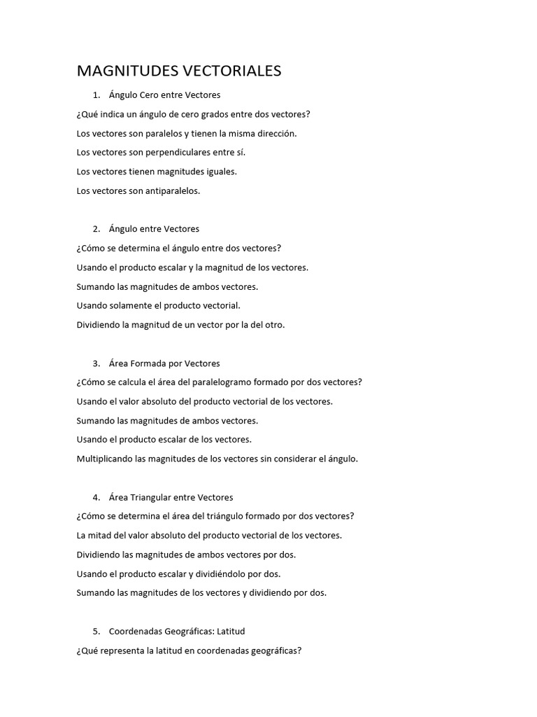 Magnitudes Vectoriales | PDF | Vector Euclidiano | Escalar (Matemáticas)