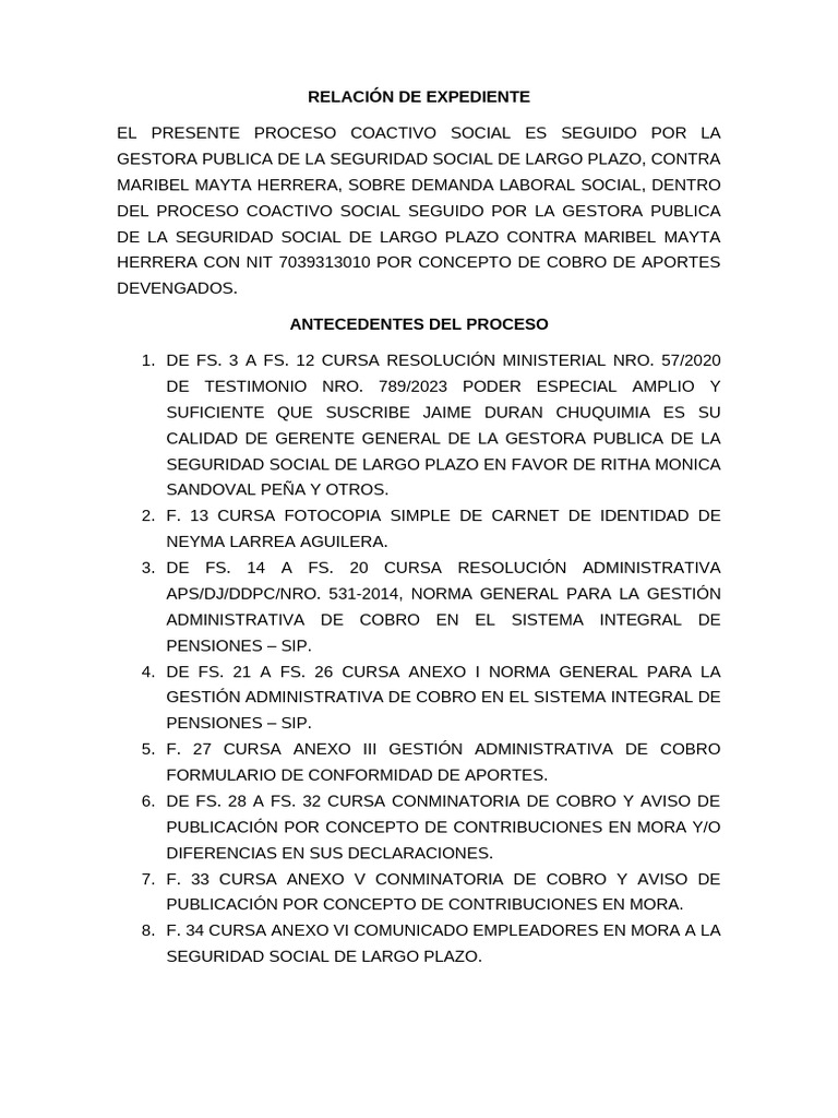 RELACIÓN DE EXPEDIENTE Upea | PDF