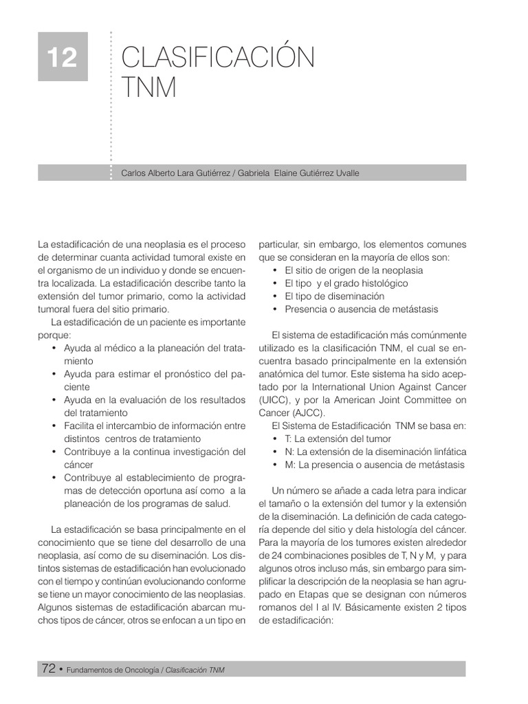 Clasificación TNM | PDF | Cáncer | Metástasis