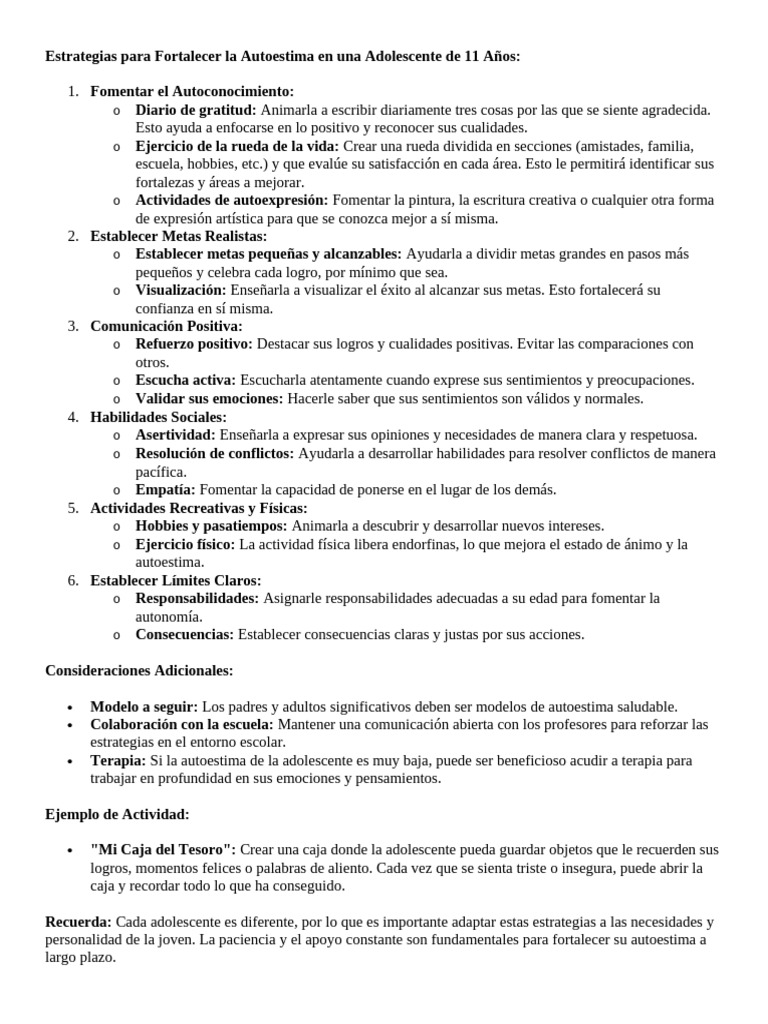 Fortalecer la Autoestima en Adolescentes | PDF | Autoestima | Sicología