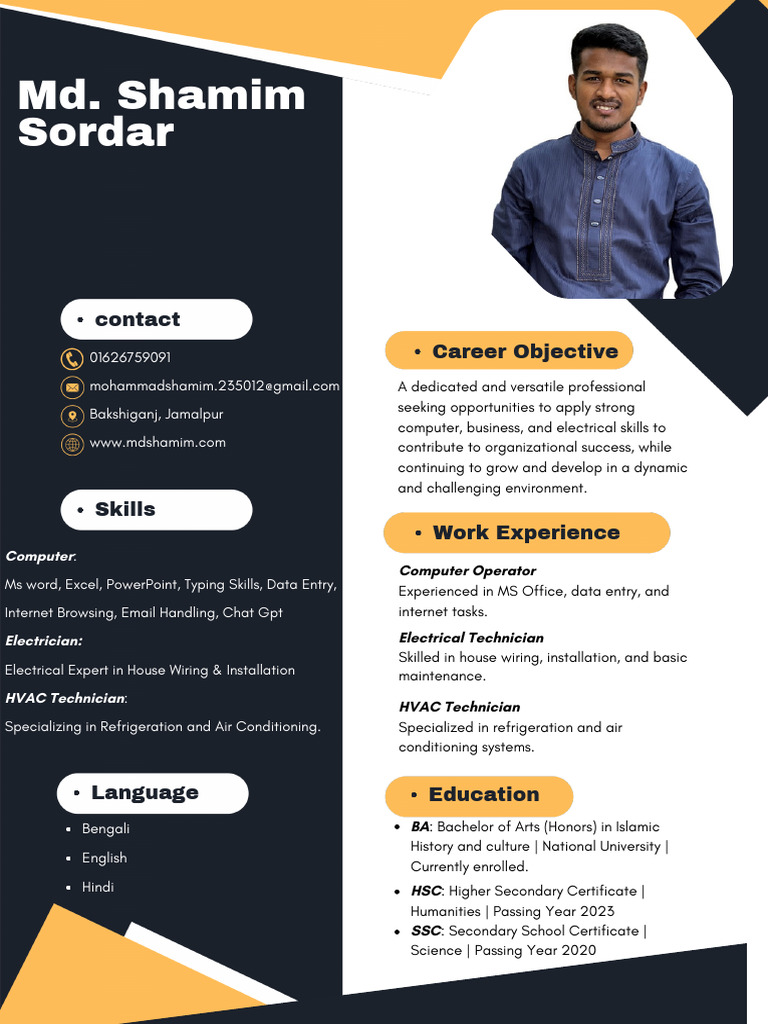 MD Shamim CV (Curriculum Vatie) | PDF