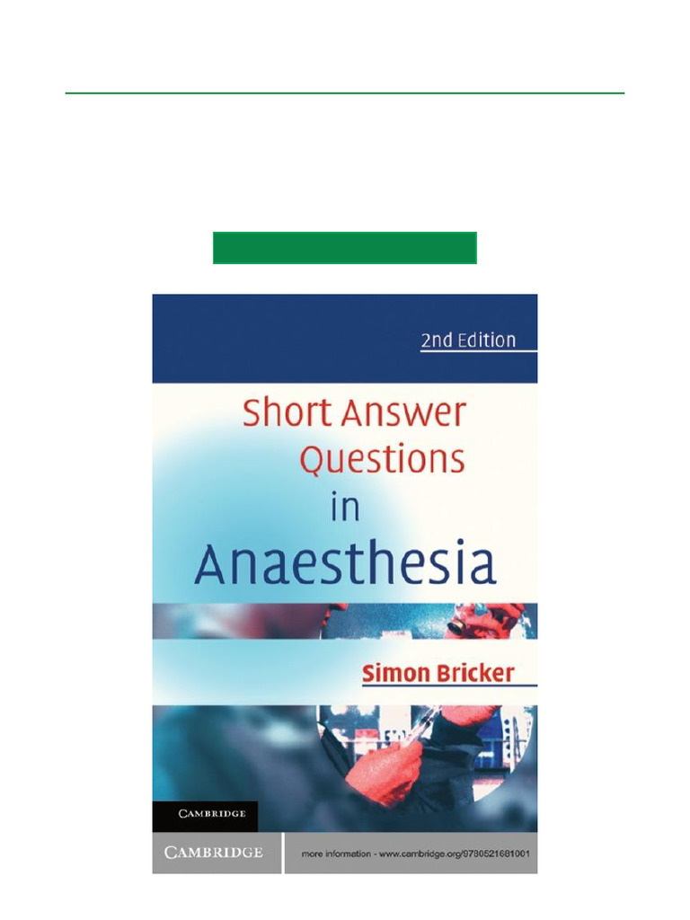 Short Answer Questions in Anaesthesia - 2nd Edition Annotated PDF ...