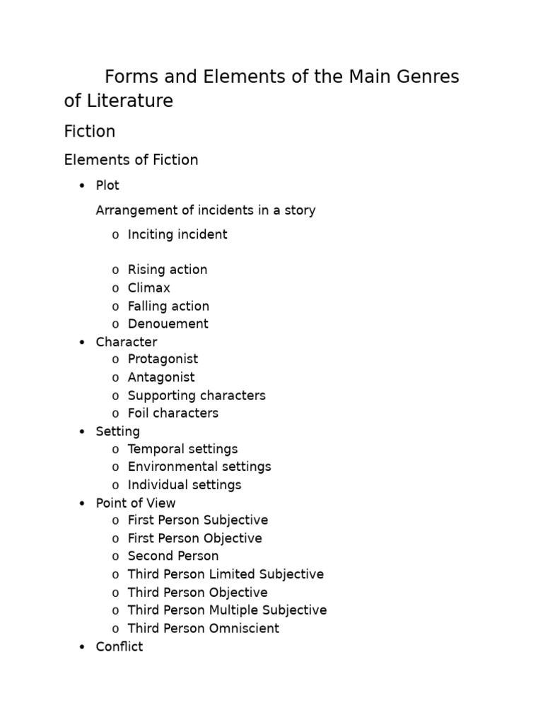 Forms and Elements of The Main Genres of Literature | PDF | Poetry