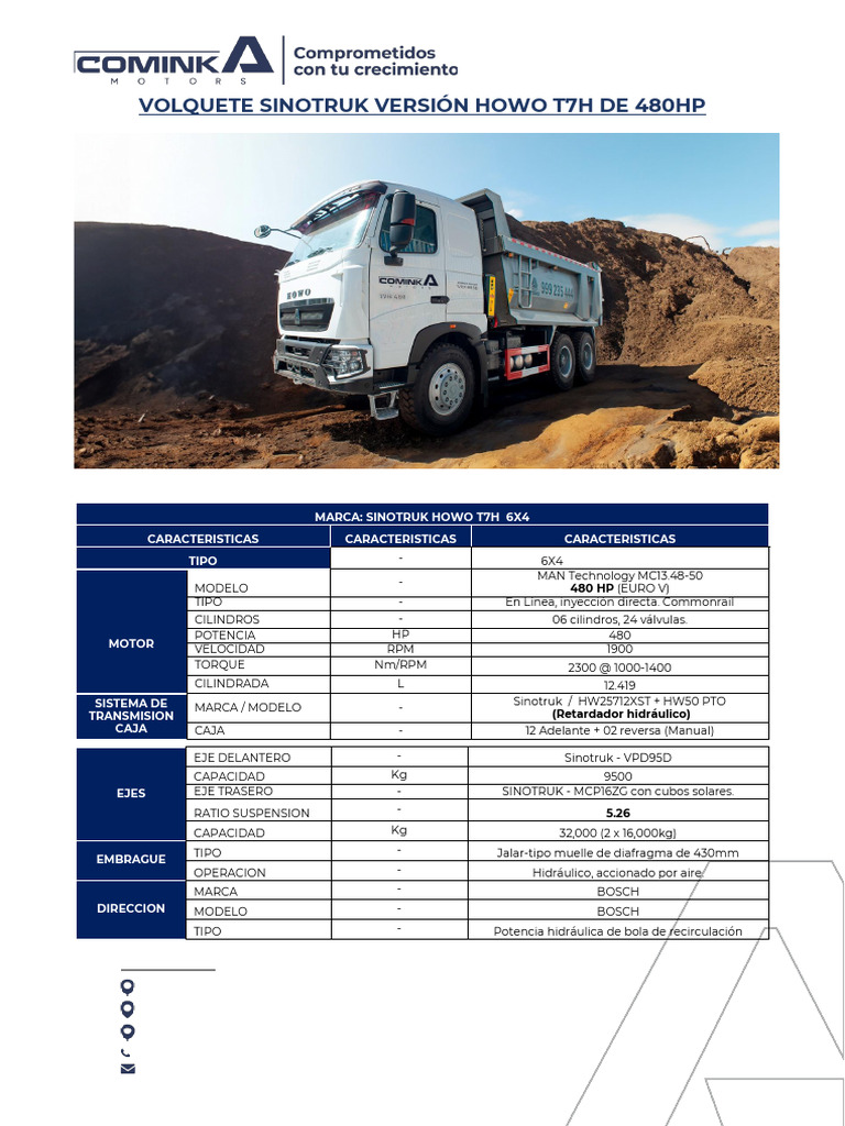 Camion Howo T7H 480 | PDF | Camión | Estilos de carrocería
