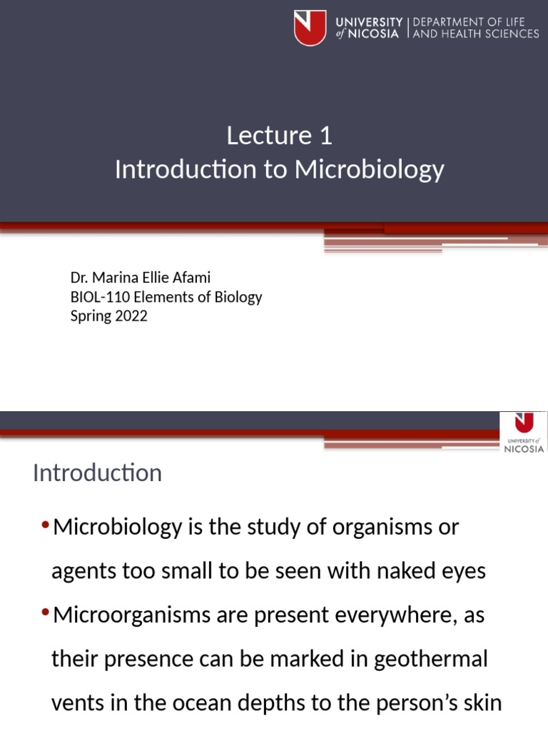 1 - Introduction To Microbiology | PDF | Cell (Biology) | Microorganism