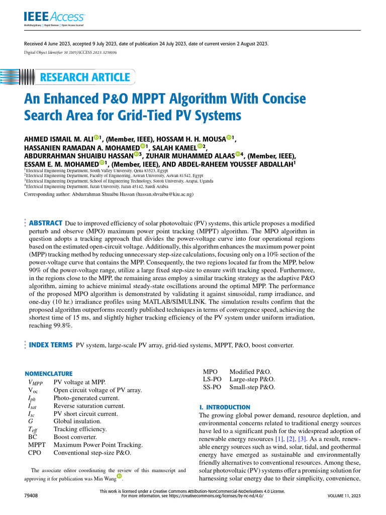 An Enhanced PampO MPPT Algorithm With Concise Search Area For Grid-Tied PV Systems | PDF ...