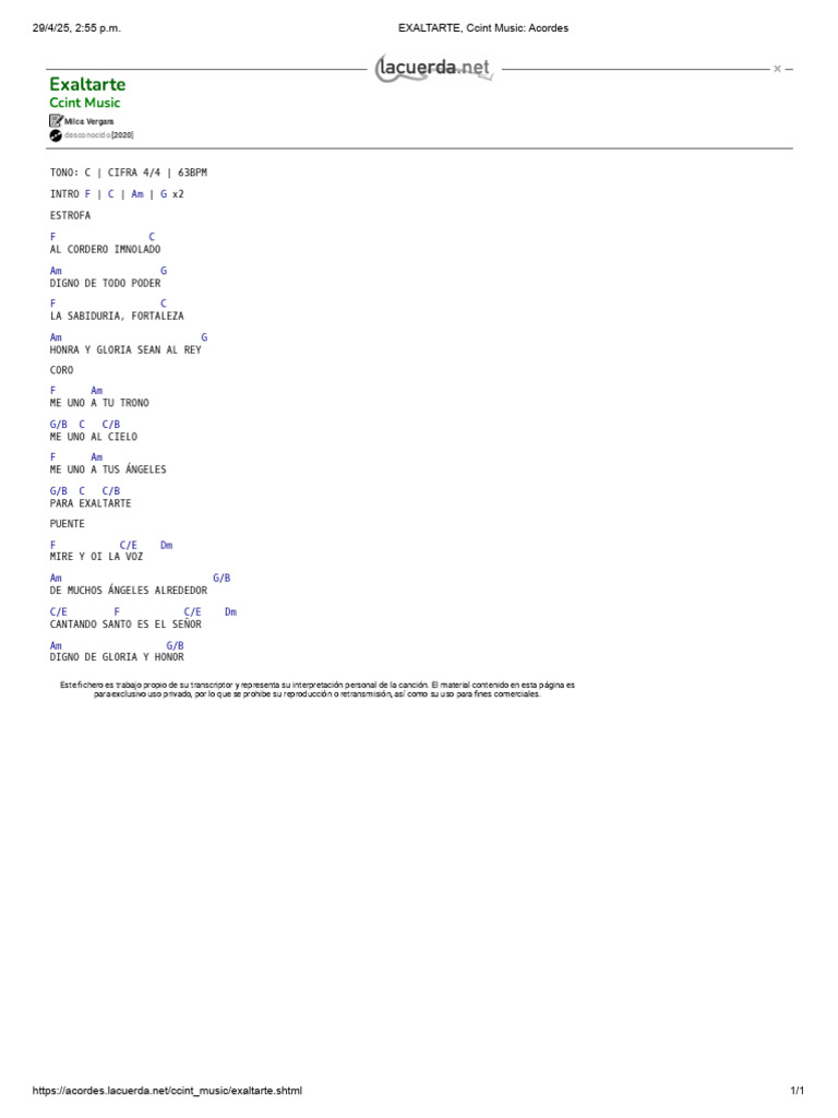 EXALTARTE, Ccint Music - Acordes | PDF