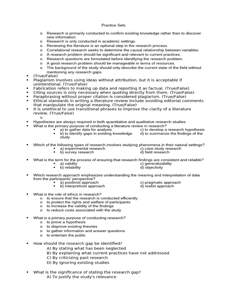 Practice Sets Research Midterm | PDF | Scientific Method | Hypothesis