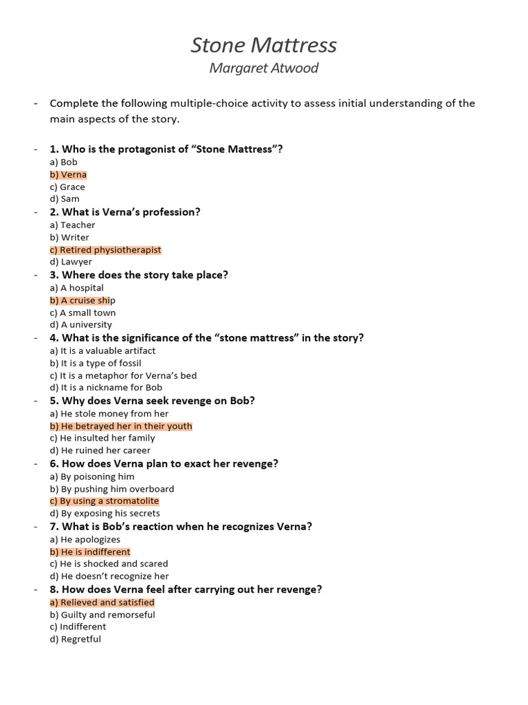 Stone Mattress - Main Aspects - Students | PDF