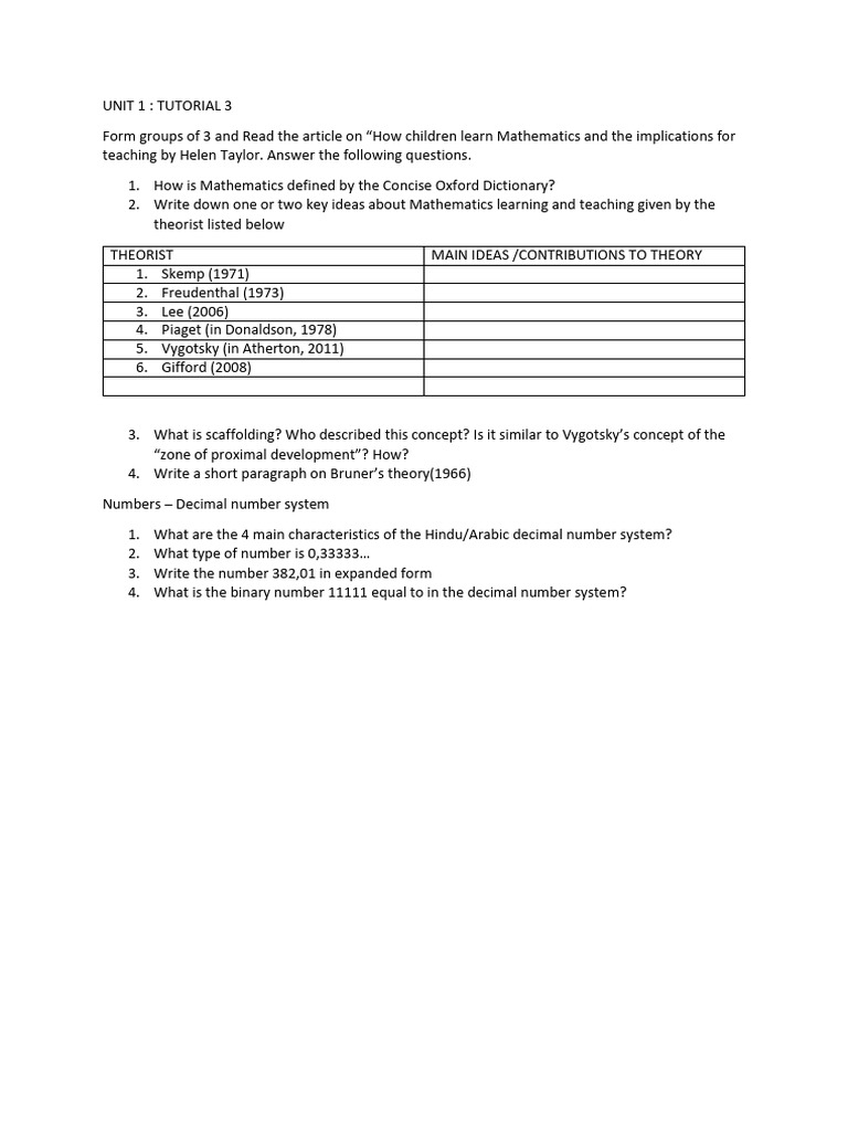 UNIT 1 - Tutorial 3 | PDF