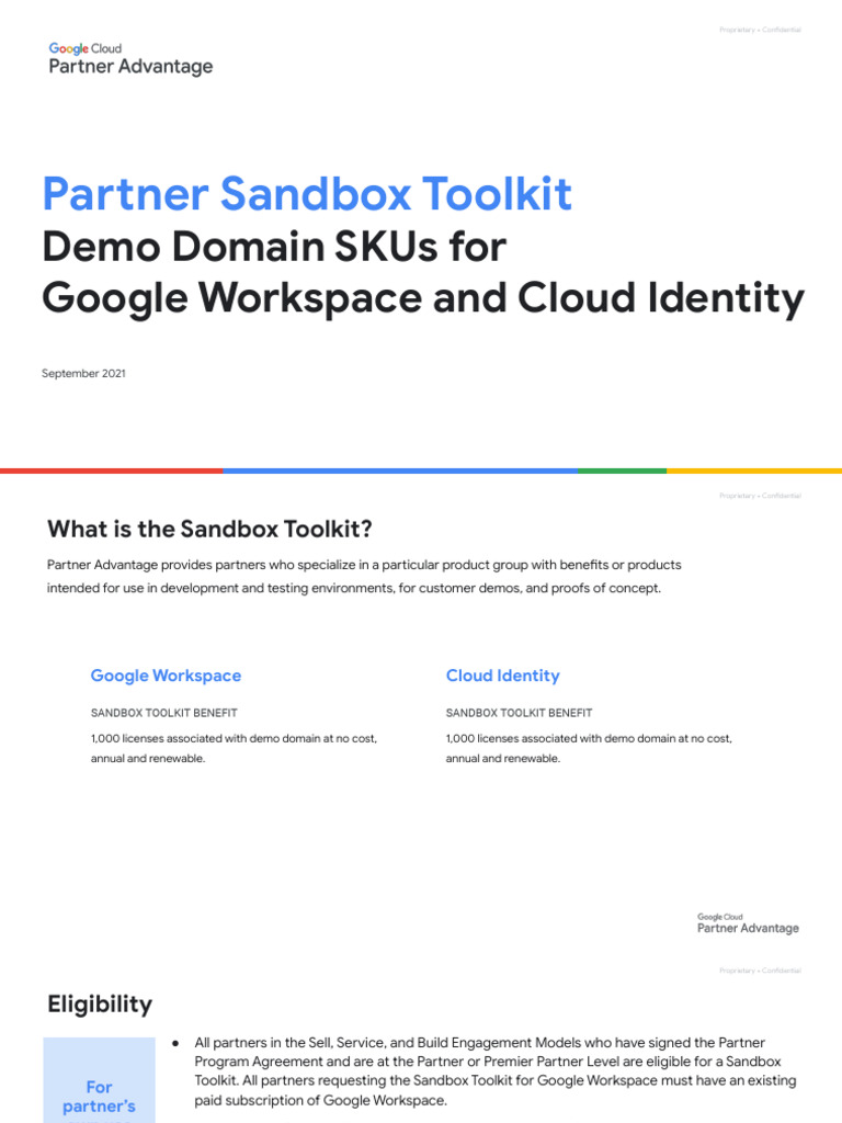 Sandbox Toolkit - Demo Domain Overview Google Workspace Y21 | PDF | Subscription Business Model ...