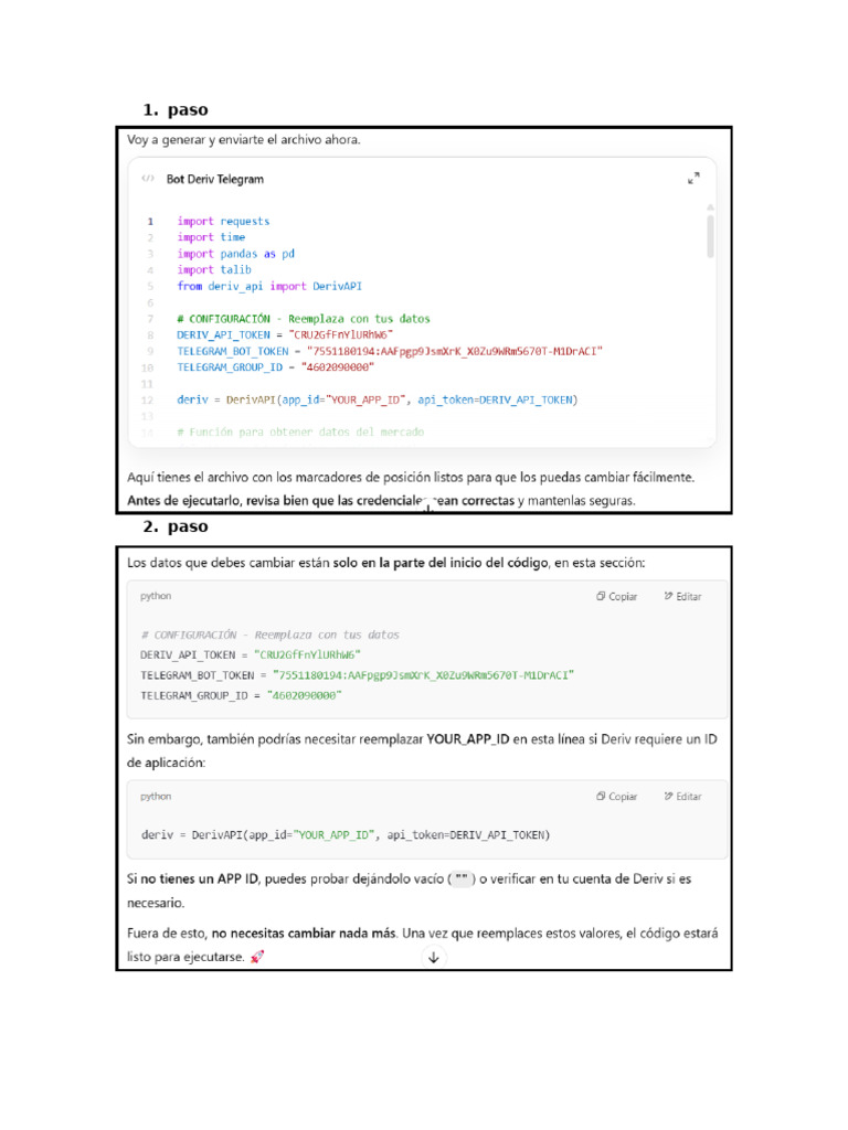 Paso a Paso Para Ajustar Cambios en El Bot de Telegram | PDF