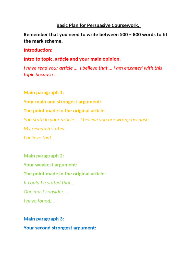 Lesson 8 Plan For Coursework | PDF