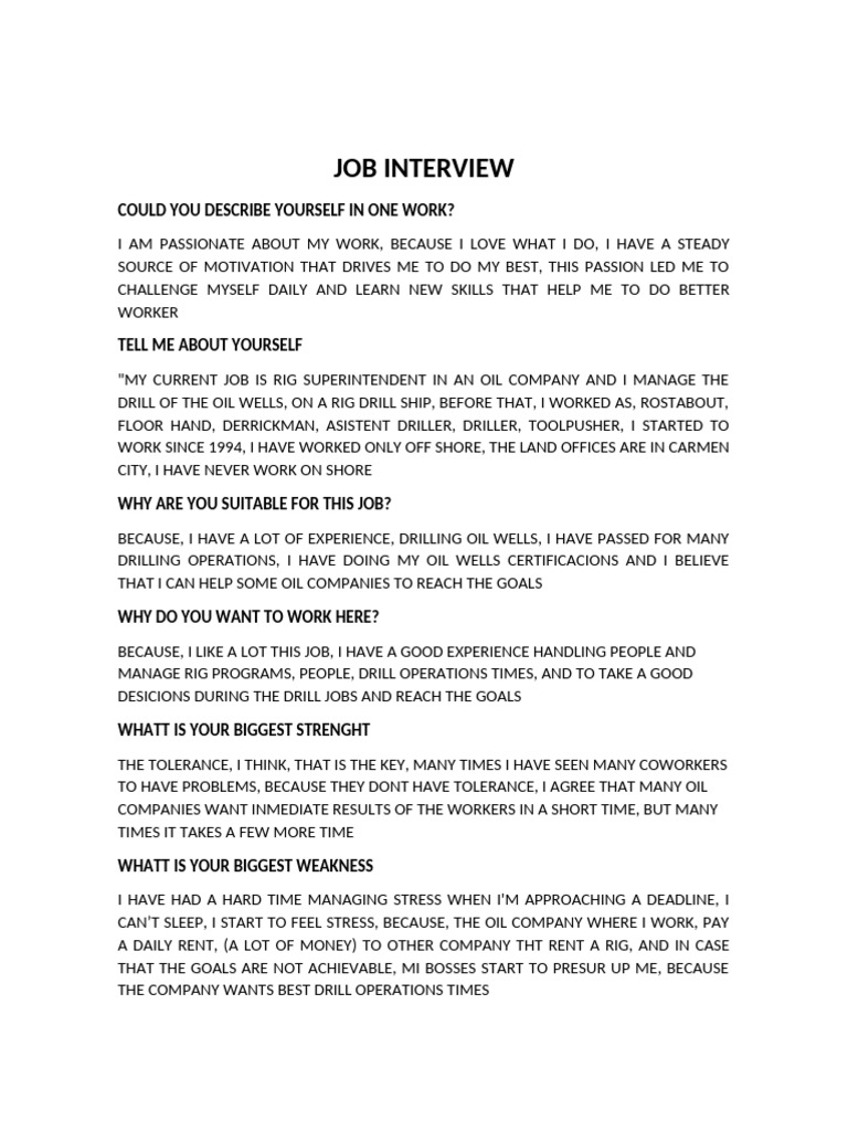 Oil Rig Superintendent Interview Insights | PDF | Oil Well