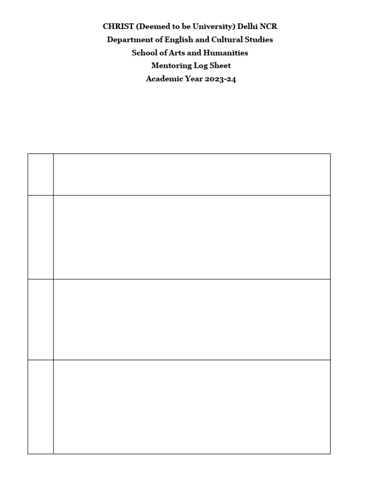 Mentee Log Sheet-Final | PDF | Mentorship | Applied Psychology