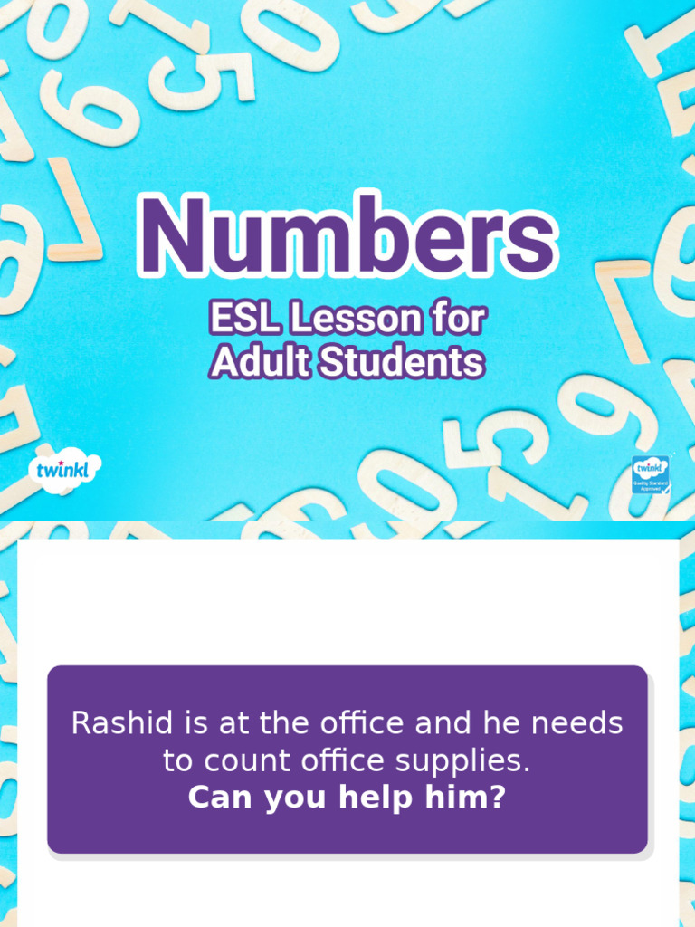 T 1718202038 Esl Numbers Powerpoint Adults A1 A2 Ver 1 | PDF