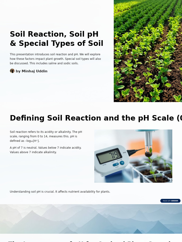 Soil Reaction Soil PH and Special Types of Soil | PDF