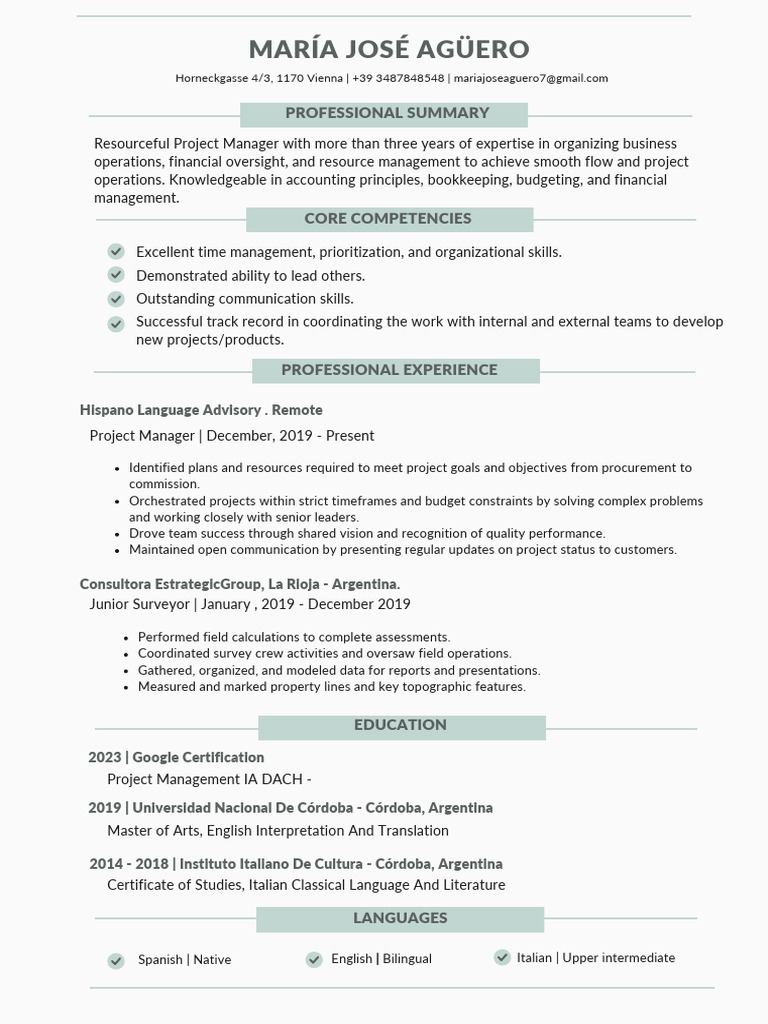 CV, MARÍA AGÜERO | PDF