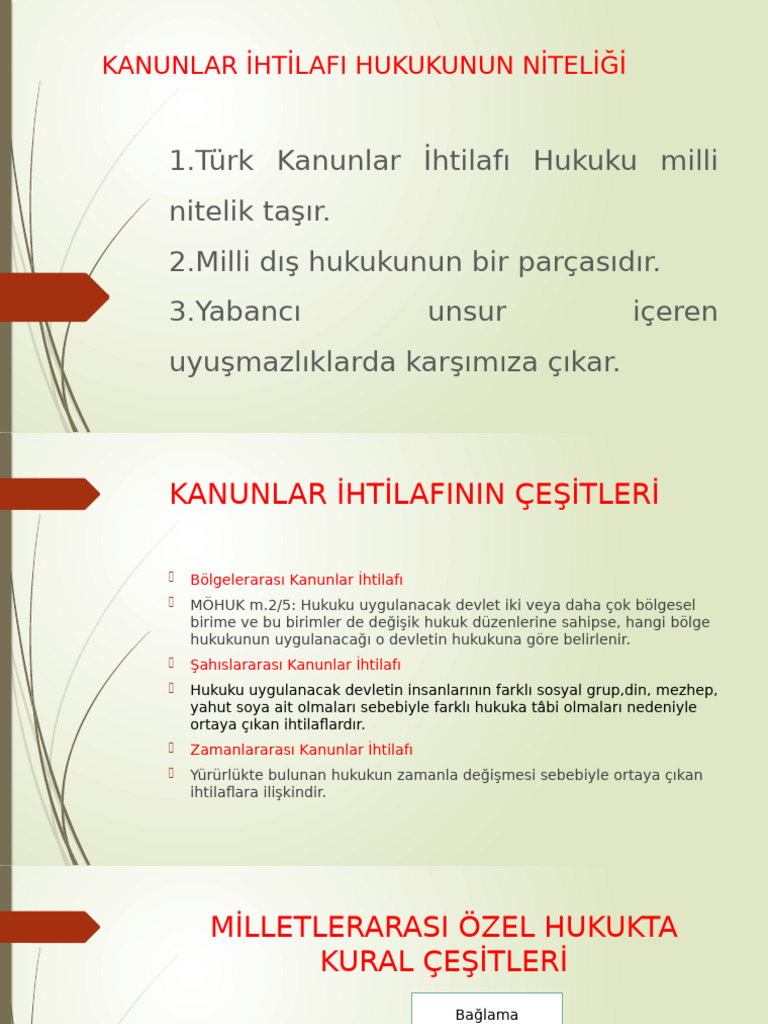 Konu 1 Kanunlar ihtilafÄ± Hukukunun NiteliÄ i Konusu Ä°htilaf Ã eÅ itleri Kural YapÄ±sÄ± (1) | PDF