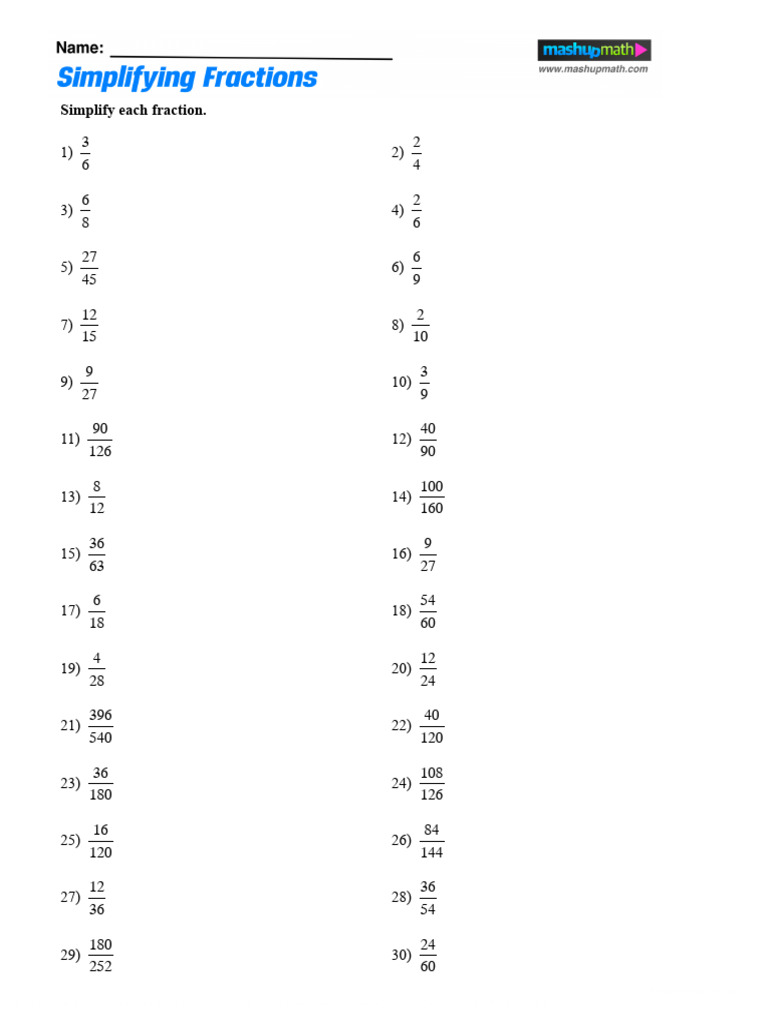 Simplifying Fractions2 Pdf