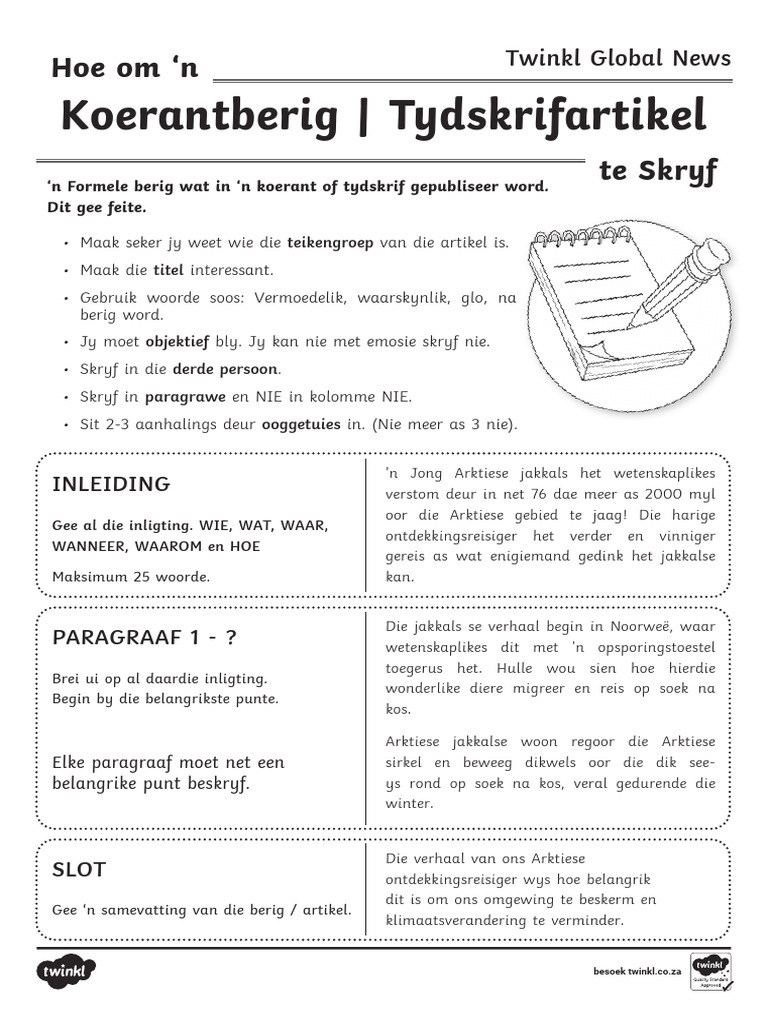 Hoe Om N Koerantberig Te Skryf - V - 250330 - 093525 | PDF
