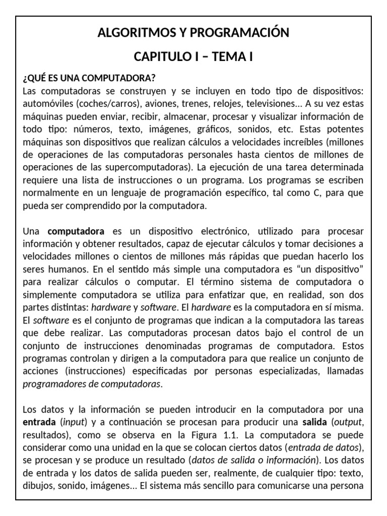 Algoritmos y Programación | PDF | Hardware de la computadora | Computadoras personales