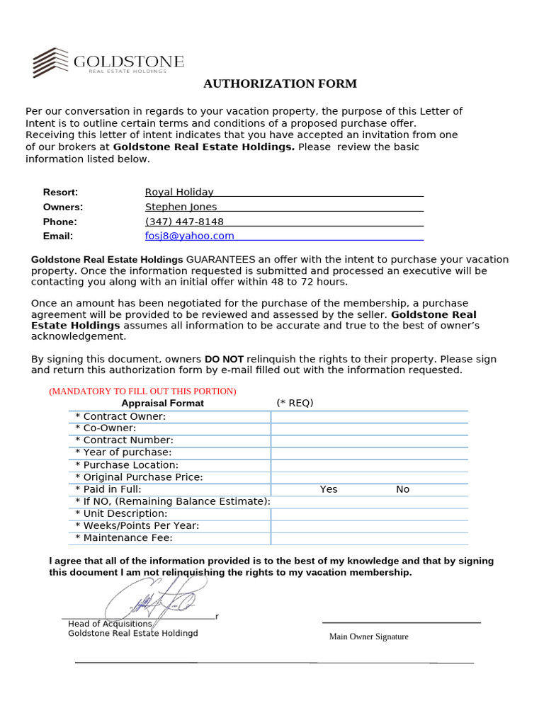 Authorization Form Carton Stephen Jones | PDF