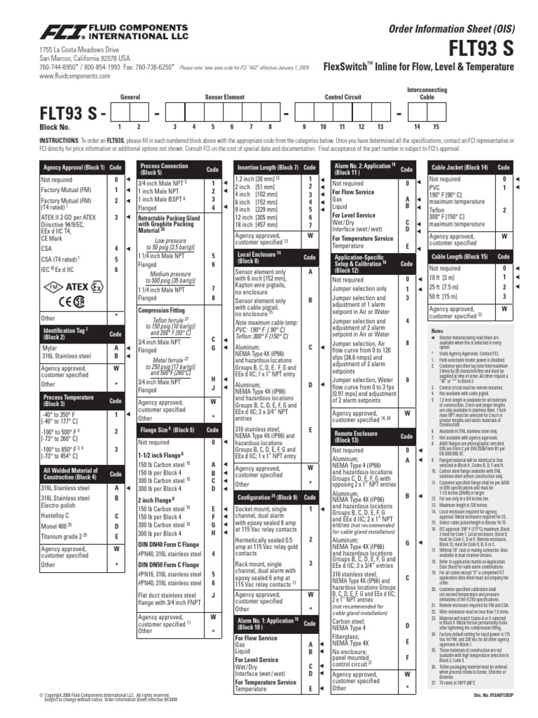 FLT93S Flow Switch Calibration Guide | PDF | Relay