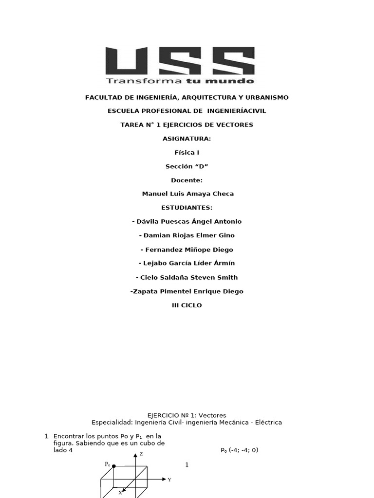 Tarea N°1 Vectores_Original | PDF | Vector Euclidiano | Geometría