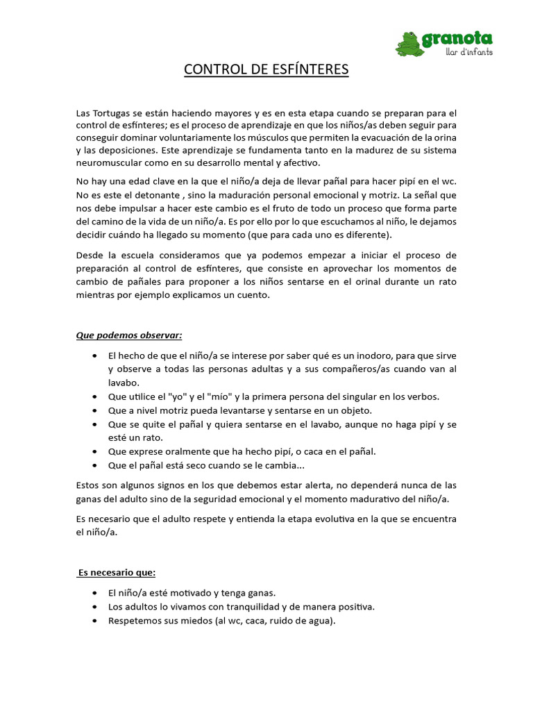 Guía para el Control de Esfínteres en Niños | PDF | Aprendizaje ...