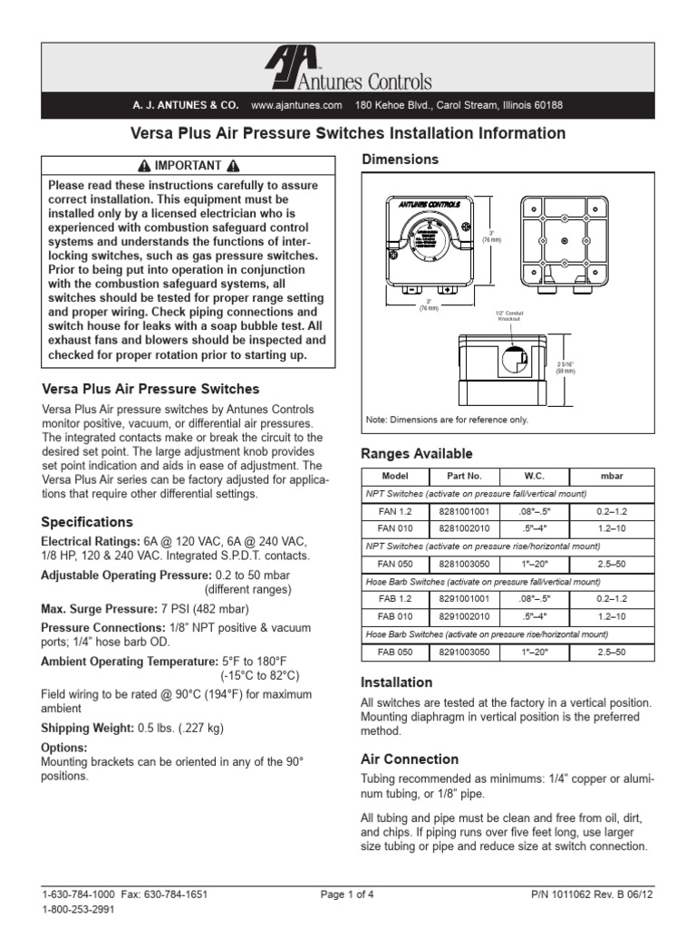 Antunes Versaplus Manual | PDF | Switch | Manufactured Goods