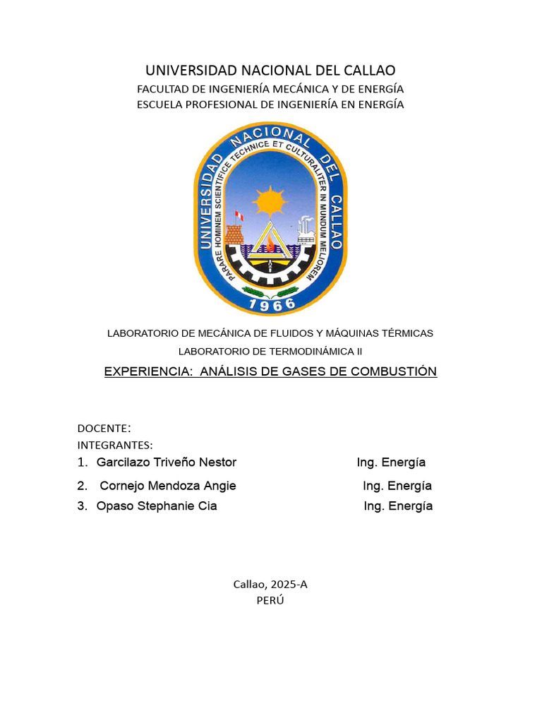 Lab1 Termo Ii | PDF | Combustión | Combustibles