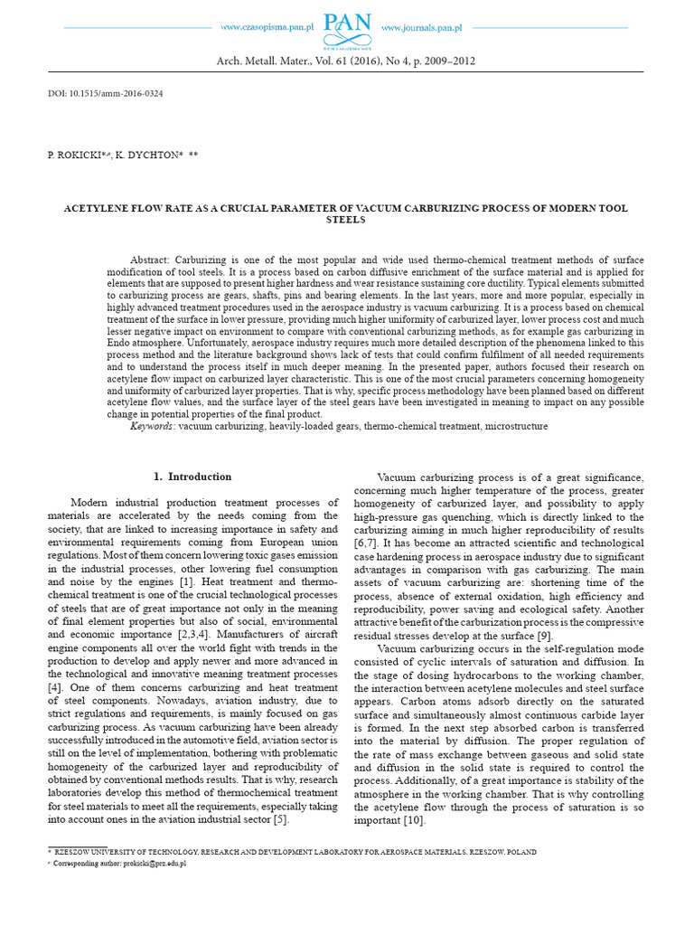 Acetylene Flow Rate As A Crucial Parameter of Vacuum Carburizing Process of Modern Tool Steels ...