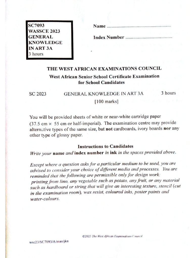 Wassce 2023 G.K.A Questions | PDF