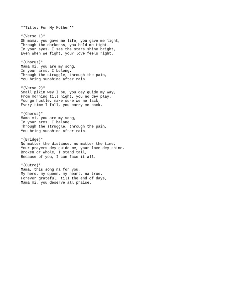 For My Mother Lyrics | PDF