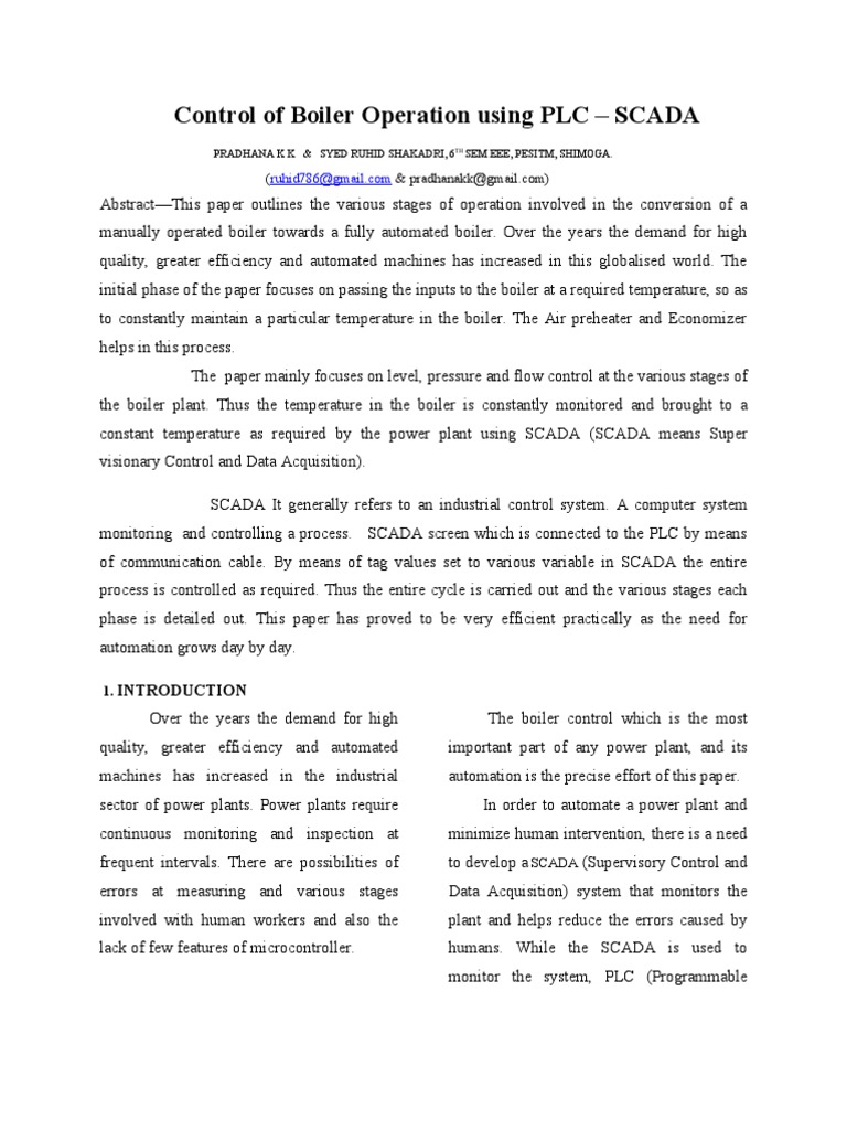Boiler Control Using SCADA | PDF | Automation | Programmable Logic ...