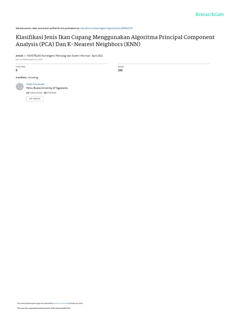 Klasifikasi Jenis Ikan Cupang Menggunakan Algoritm | PDF