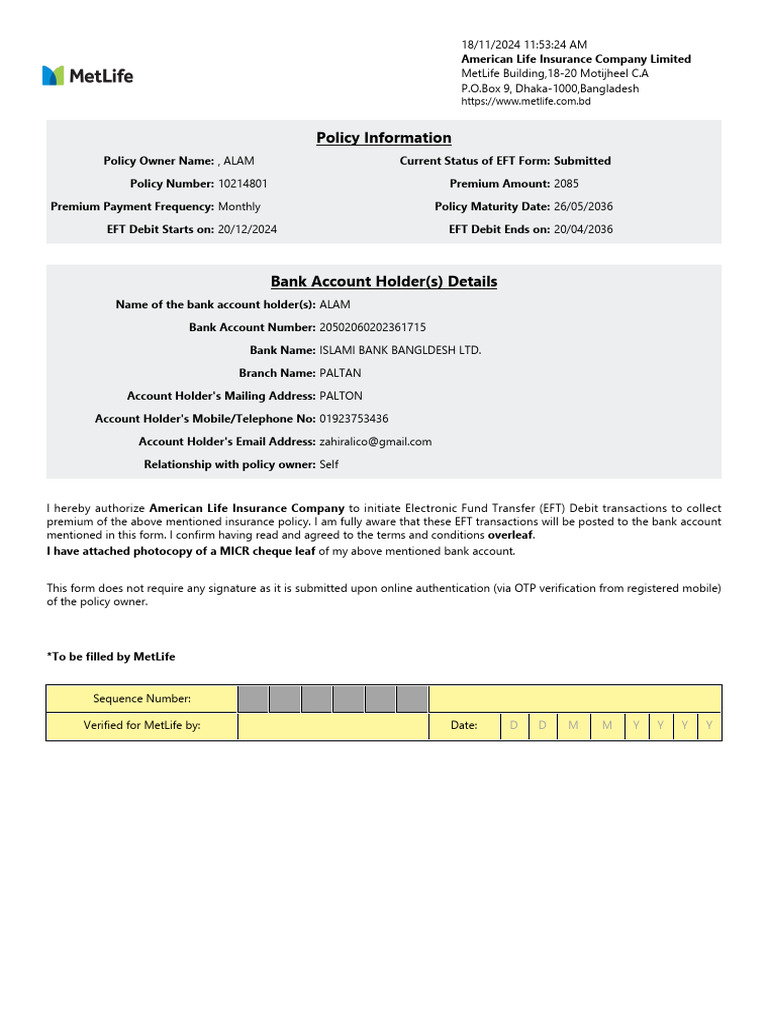 Eft Form 10214801 | PDF | Banks | Cheque