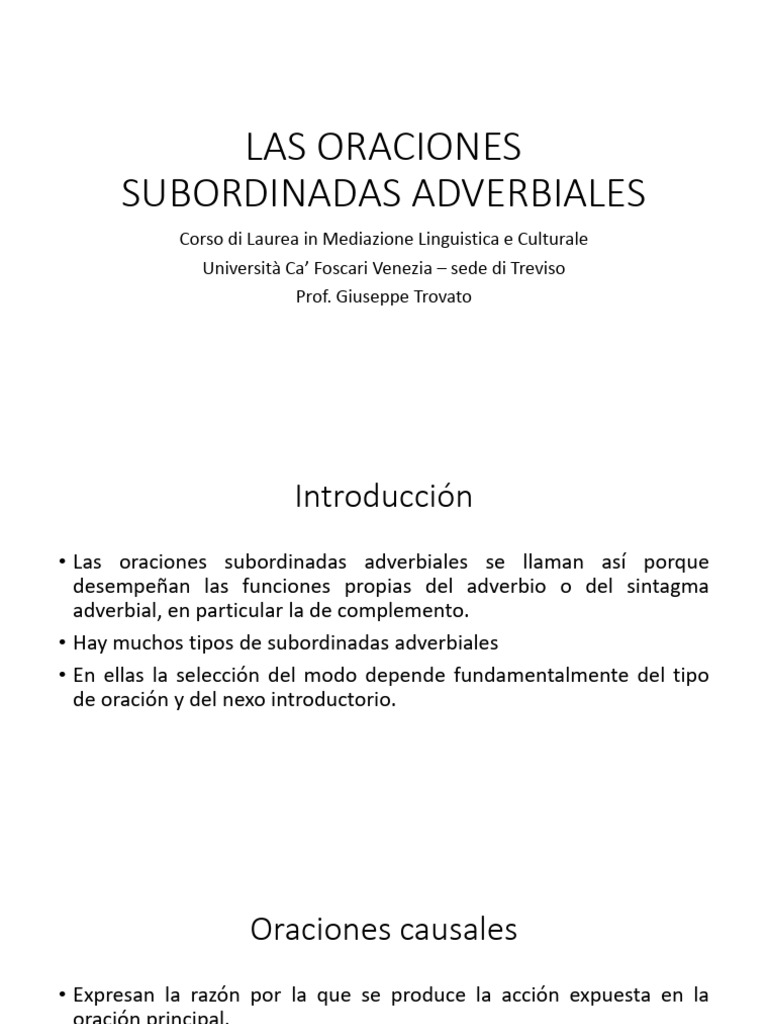 Oraciones Subordinadas Adverbiales Pdf Adverbio Oración Lingüística 3856