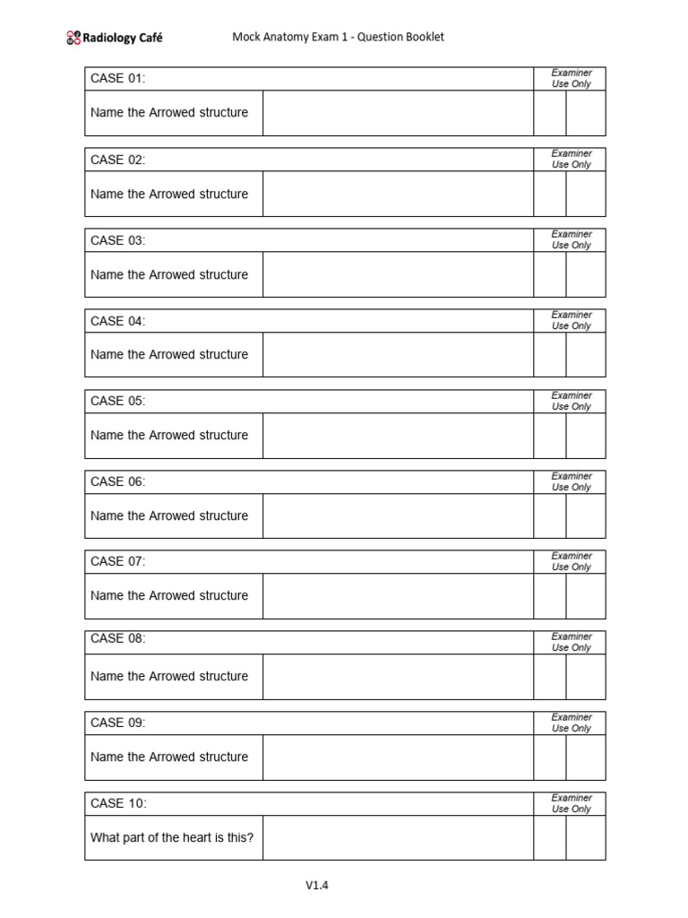 Mock Anatomy Exam 1 Question Booklet | PDF | Tests | Qualifications