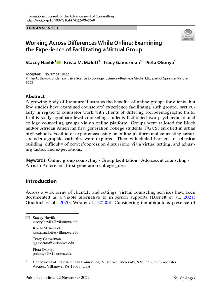 Working_Across_Differences_While_Online | PDF | Intersectionality | Counseling Psychology