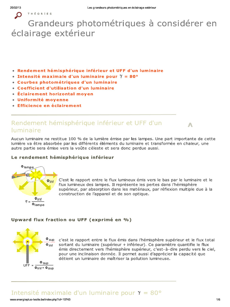 Les Grandeurs Photométri... en Éclairage Extérieur | PDF