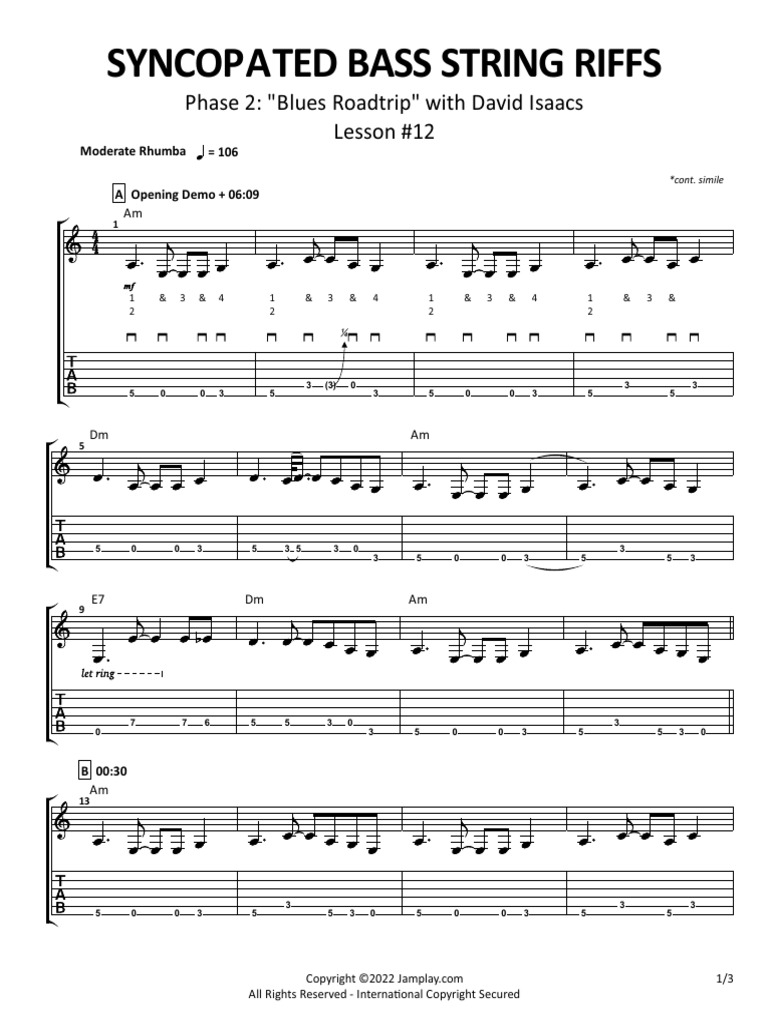 06 - BLUES RHUMBA - Bass Strings Riff | PDF