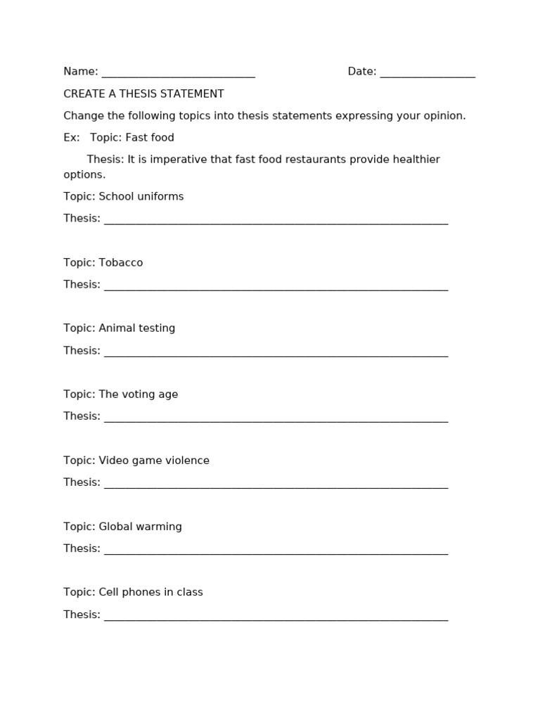 Thesis Workshop Worksheet | PDF | The Raven