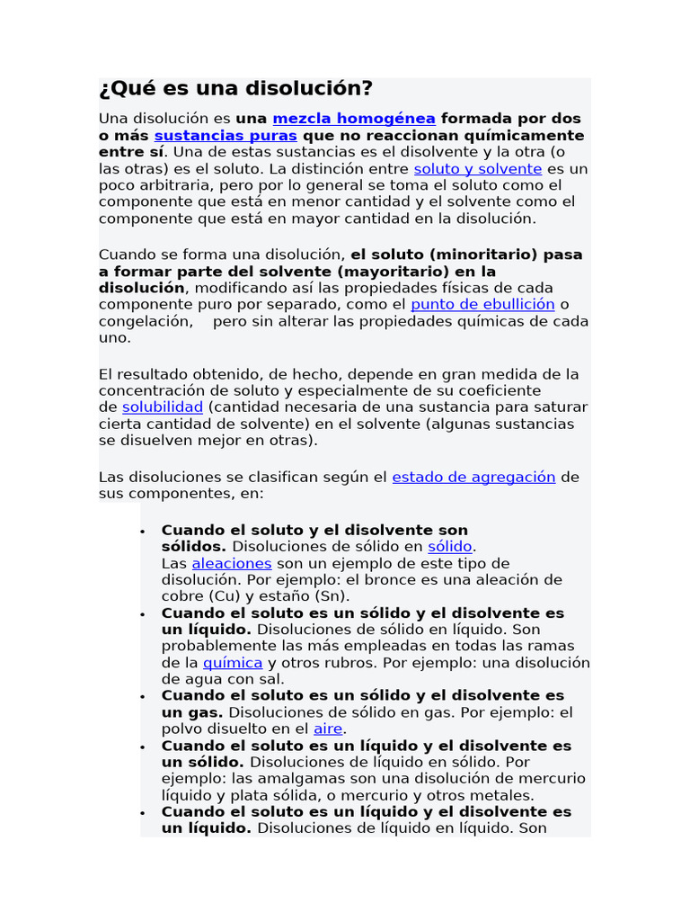 Qué Es Una Disolución | PDF | Solvente | Concentración